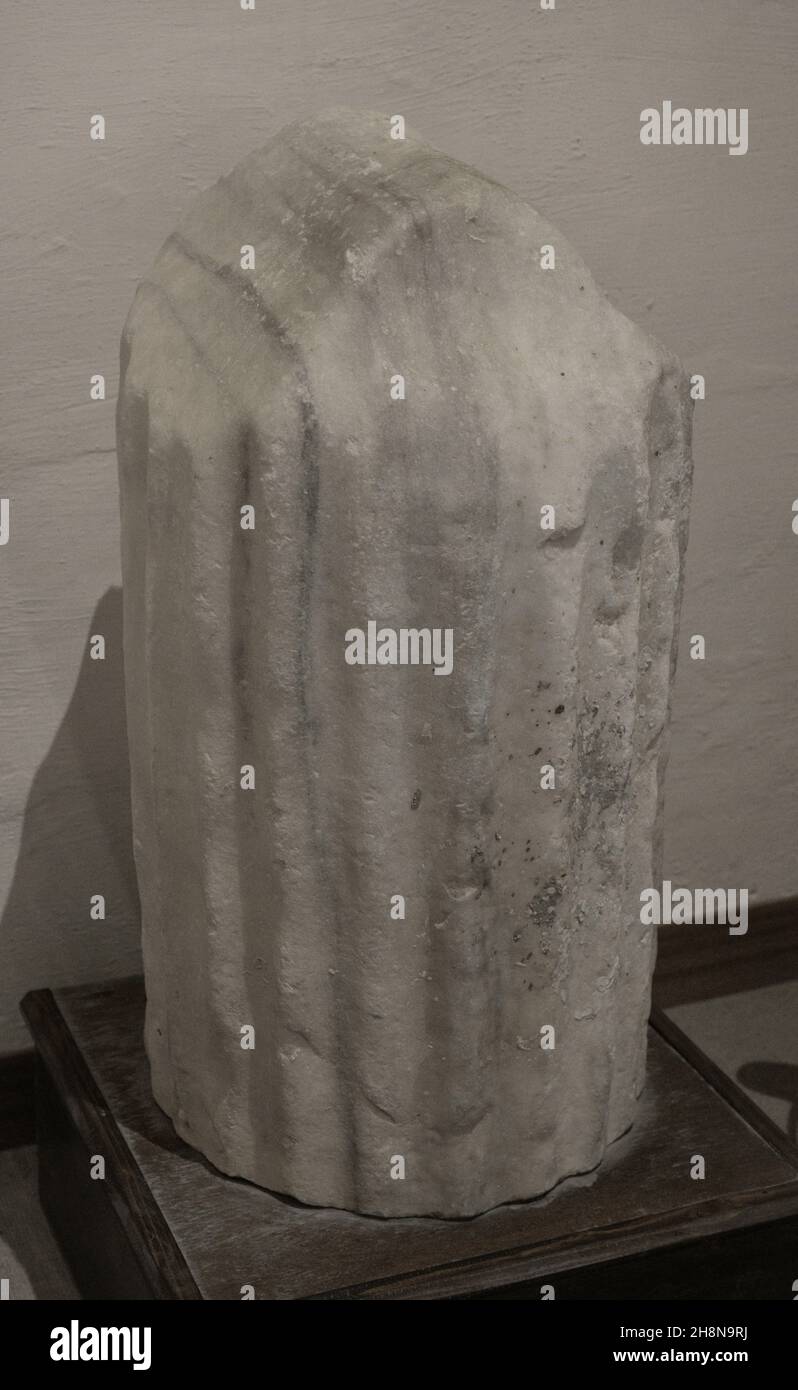 Fragment of a fluted column carved in marble imported from the island ...
