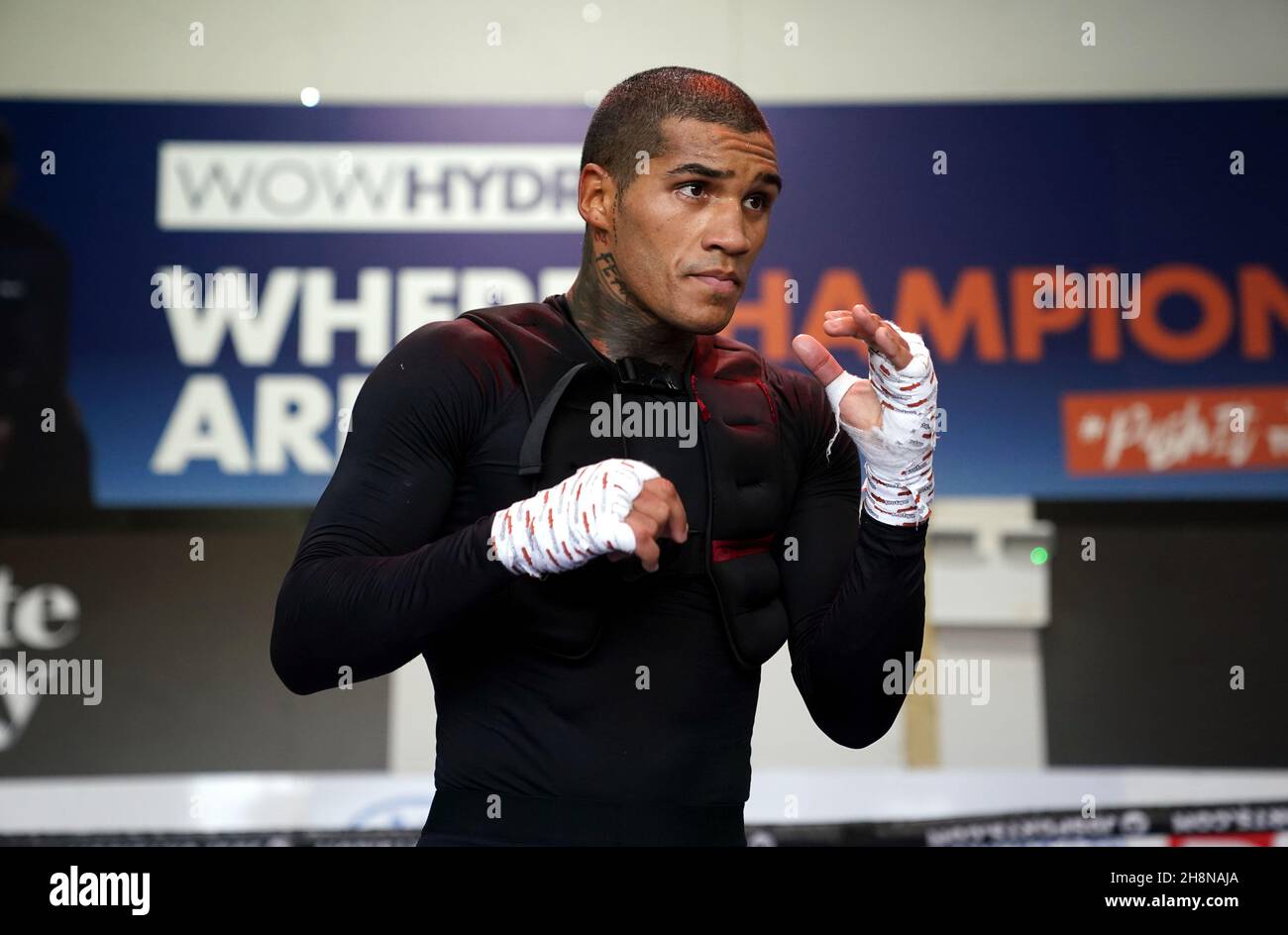 Conor Benn during a workout at his gym in Stapleford Abbotts. Conor ...