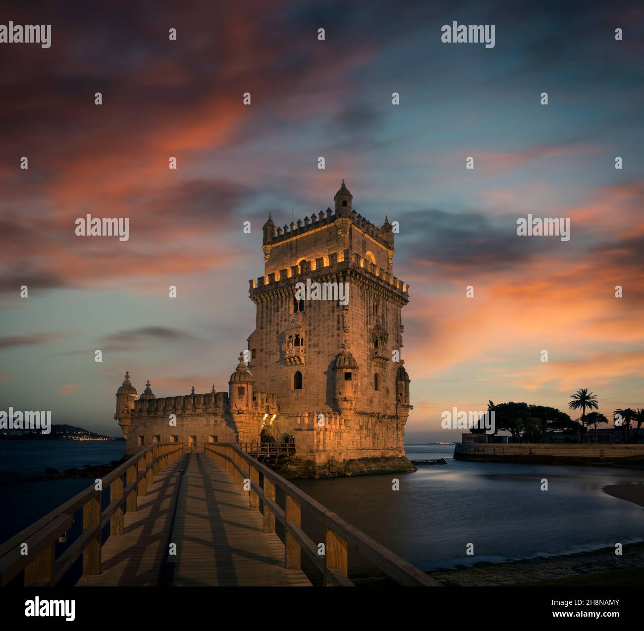 Torre de Belem (tower of Belem) at dusk Stock Photo - Alamy