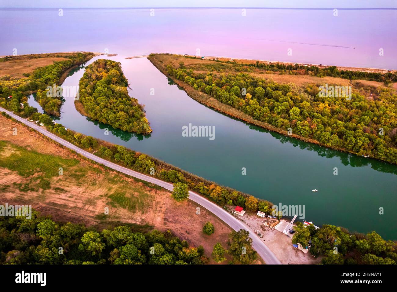The estuary of Pineios river next to Kouloura beach (Aegean sea ...