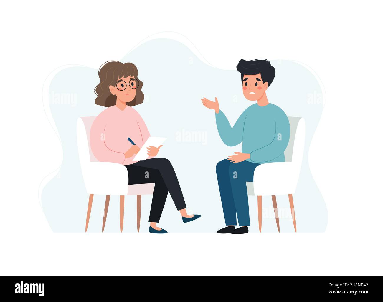 Psychotherapy session - man talking to psychologist. Mental health ...