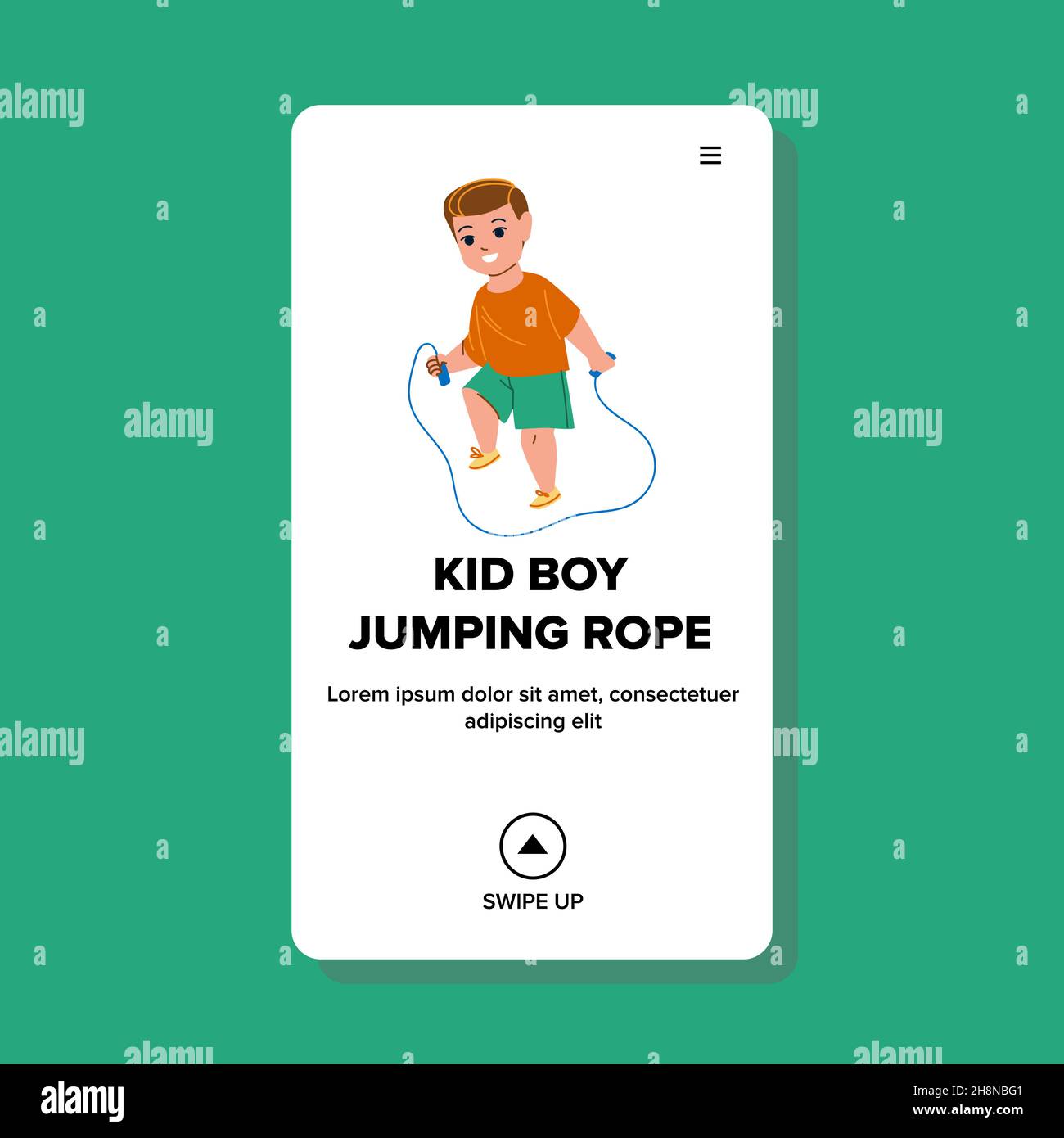 Kid Boy Jumping Rope Exercise On Playground Vector Stock Vector Image ...