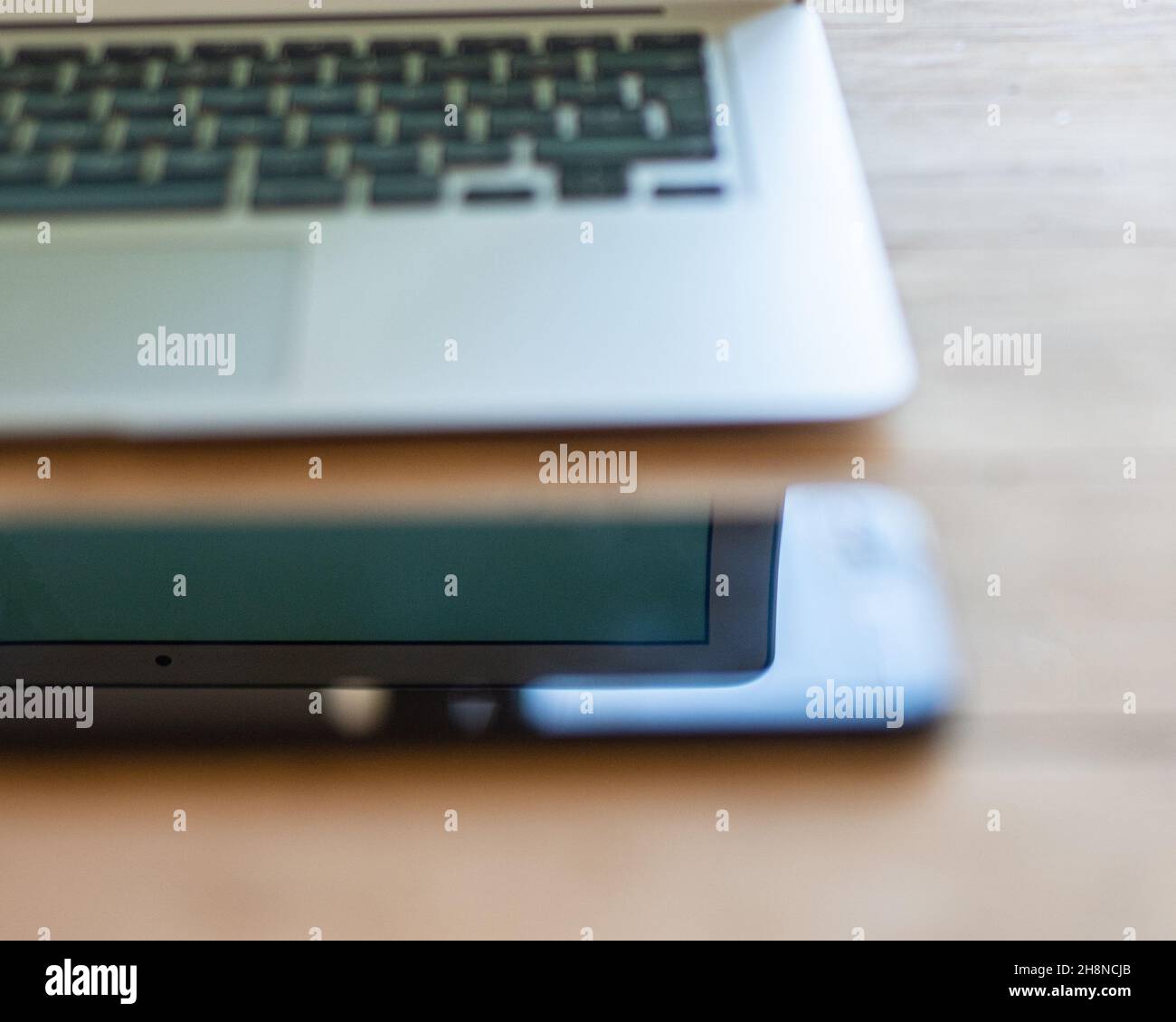 close up view of computer keyboard at table with computer mouse and ...