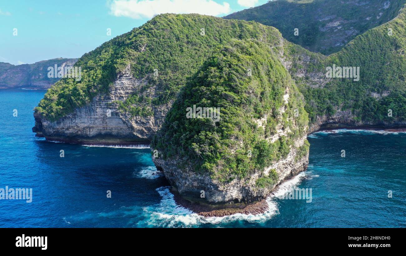 Low angle eerial view by drone camera at Nusa Penida, Indonesia. Ocean ...