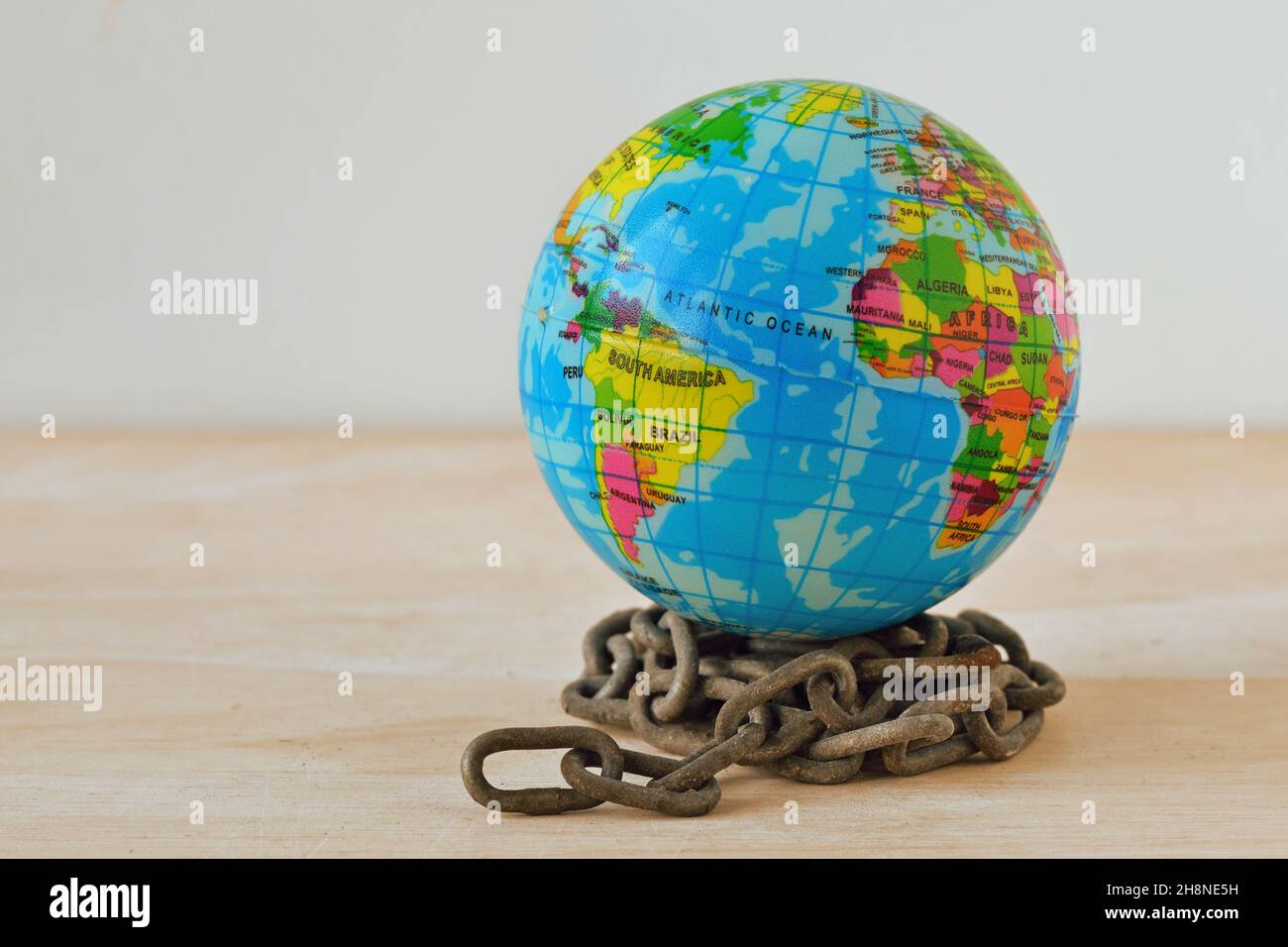 Planet earth on iron chain - Concept of planet earth and freedom Stock ...