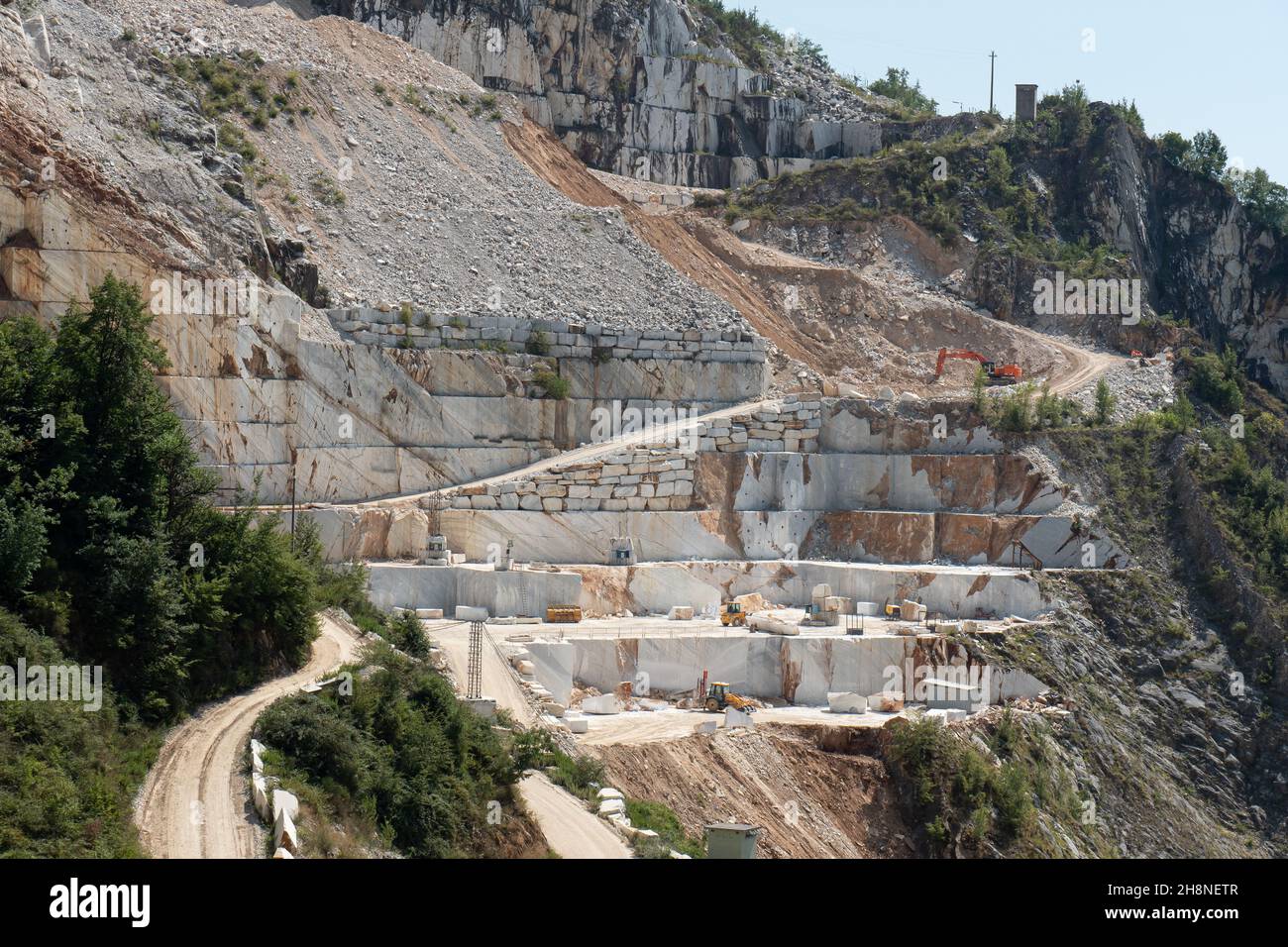 View of the Carrara Marble Quarries with Excavation Equipment ready for ...