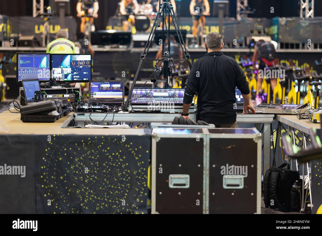 Lighting and Sound Technician and Broadcast Operator at Work in the ...