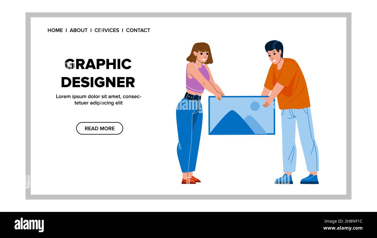 Graphic Designers Create Project Together Vector Stock Vector Image ...