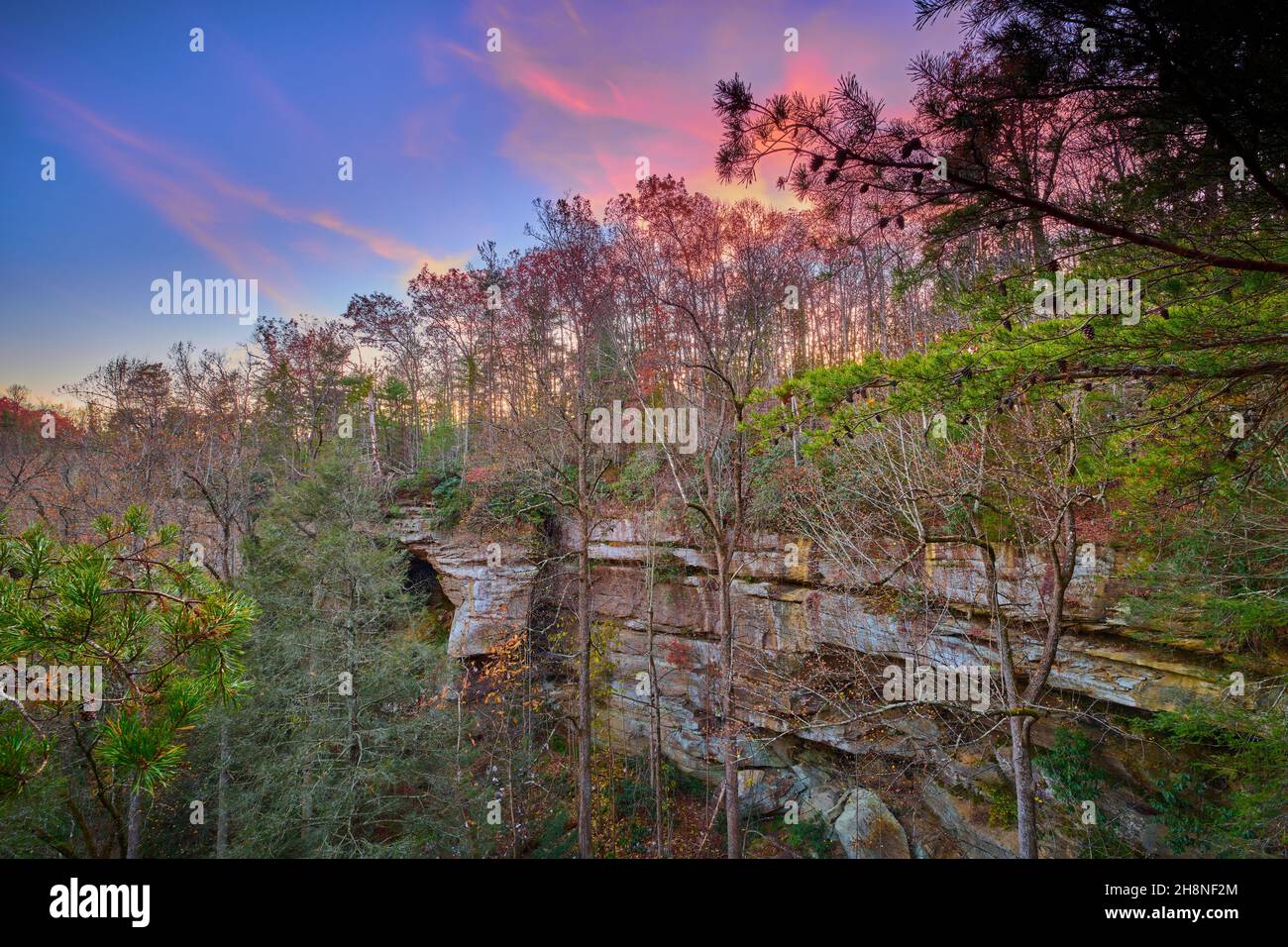 Sunset on the Cliff Trail at Koomer Ridge Campground at Red River Gorge ...
