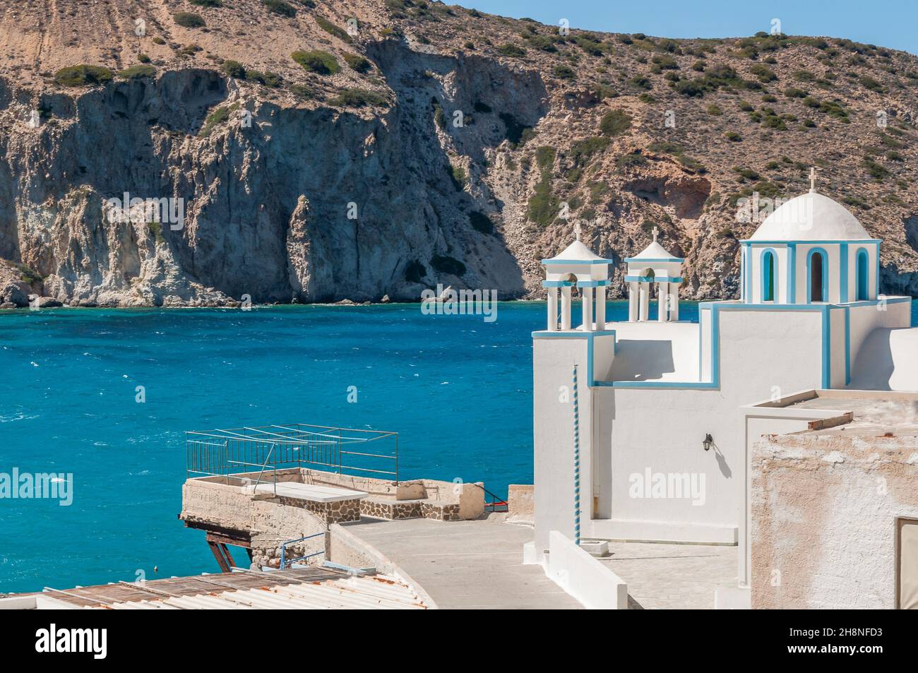 MILOS ISLA, GREECE - Nov 03, 2021: The church at Fyropotamos beach ...
