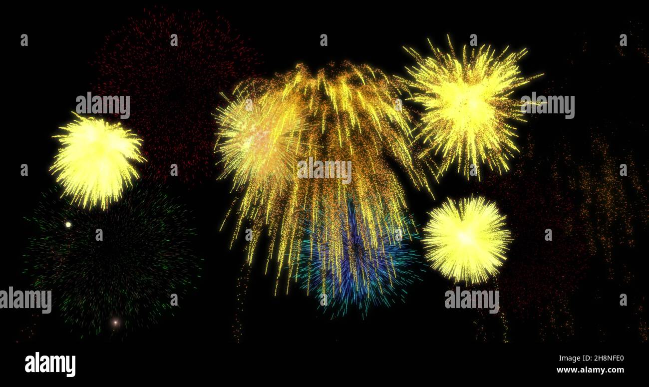 Image of colourful christmas and new year fireworks exploding in night ...