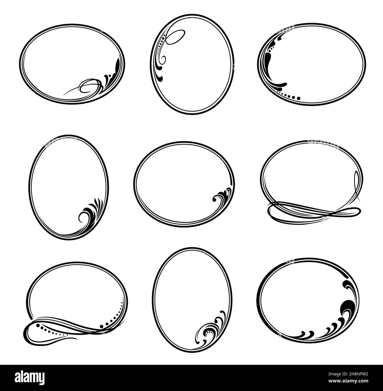 Vintage obituary mourning borders or wedding frames vector set with ...