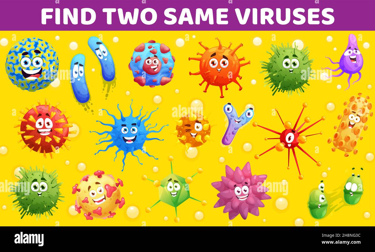 Find two same viruses kids education game with cartoon viruses ...