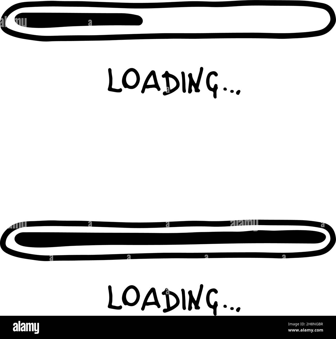 Loading bar doodle icon. Progress loading bar. Hand drawn sketch ...