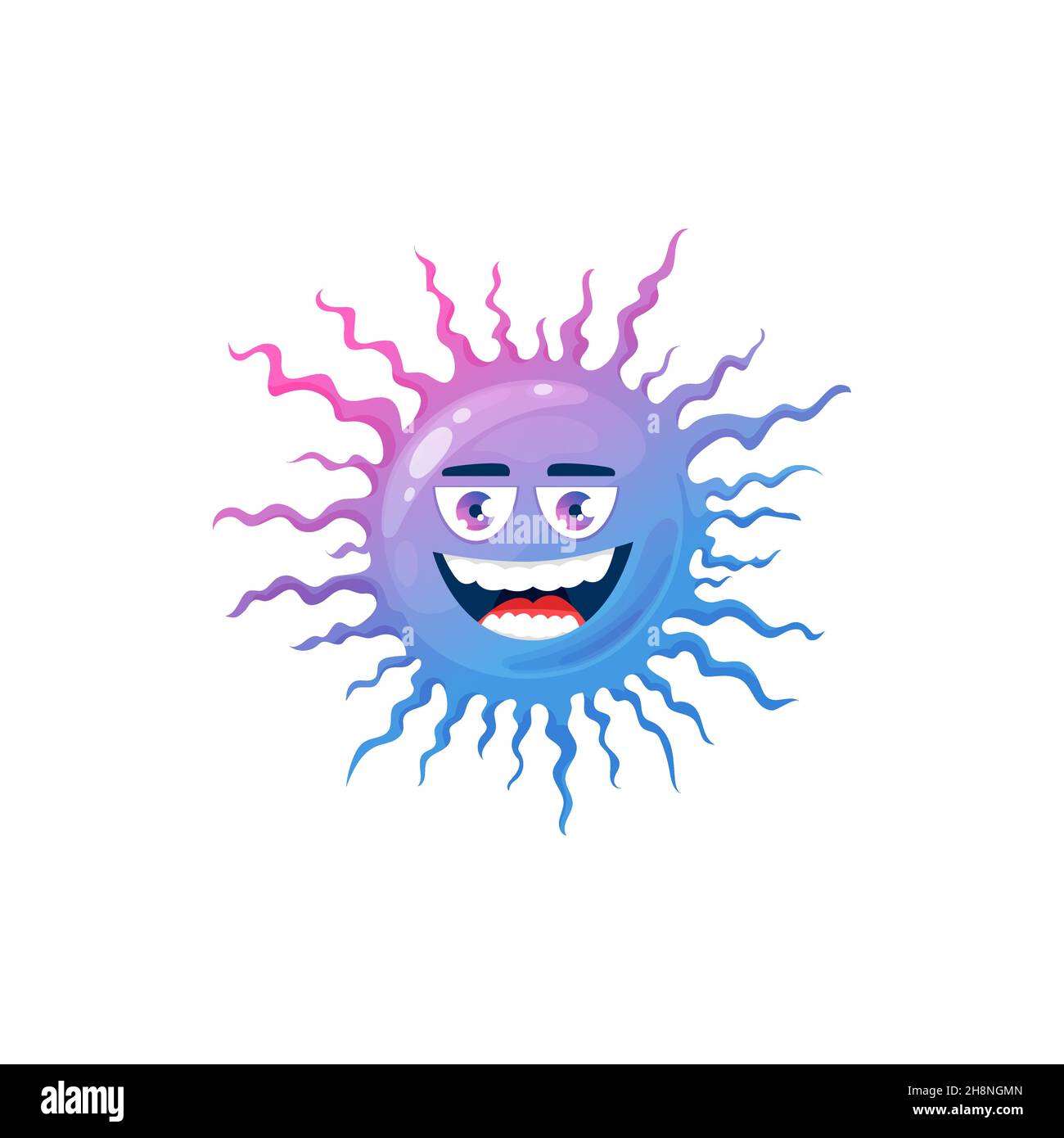 Cartoon virus cell vector icon, furry bacteria or germ character with ...