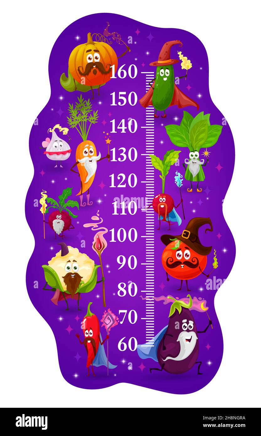 Cartoon vegetable wizards, magicians and sorcerers kids height chart ...