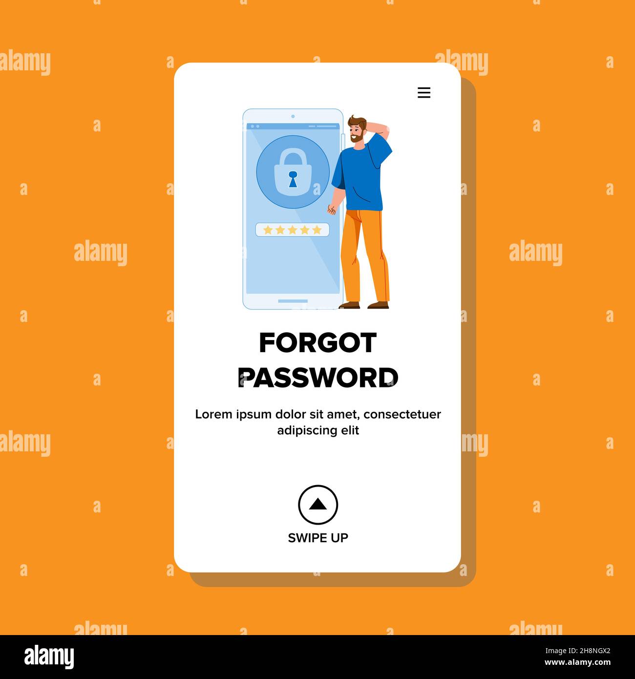 Man Forgot Password For Unlock Smartphone Vector Stock Vector Image ...