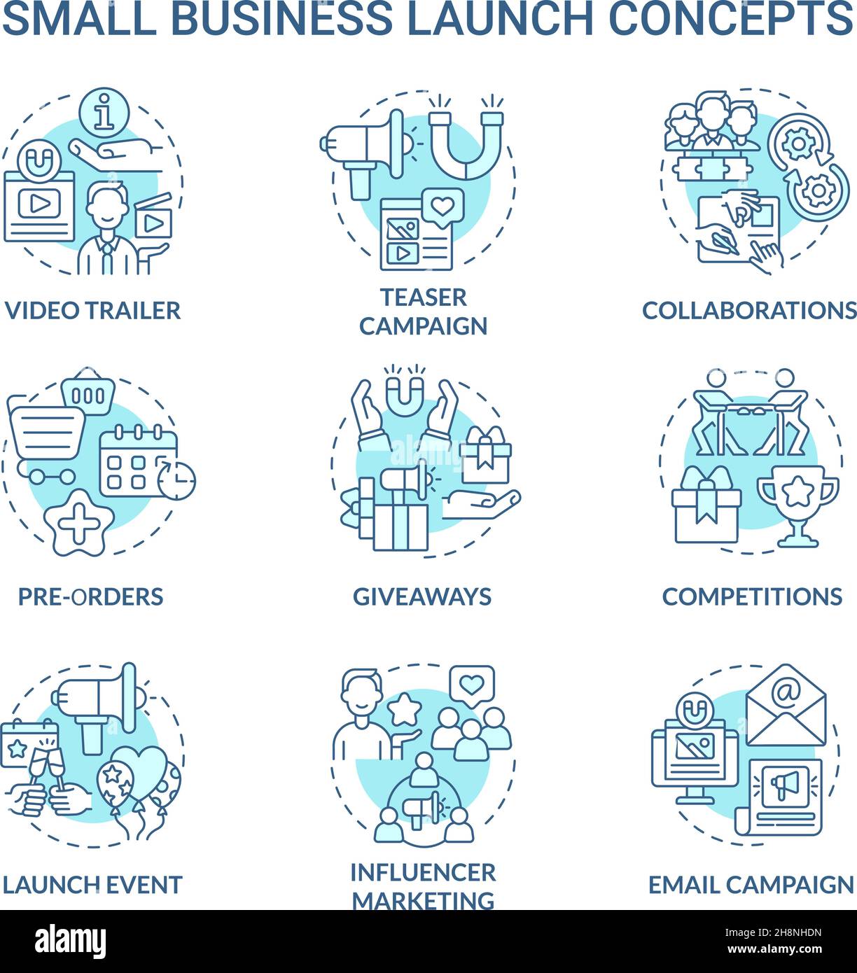 Business launch concept icons set Stock Vector Image & Art - Alamy