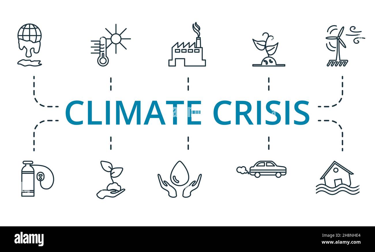 Climate Crisis icon set. Collection of simple elements such as the ...