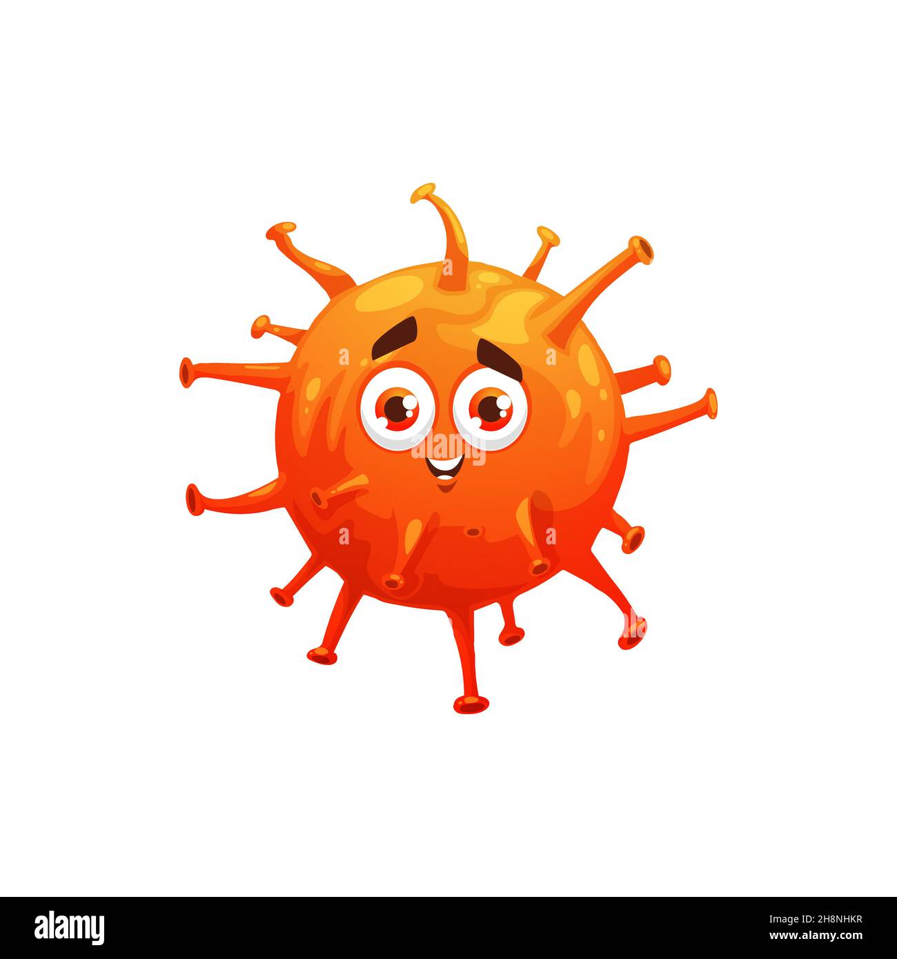 Cartoon red virus character, vector antiviral and immune health ...