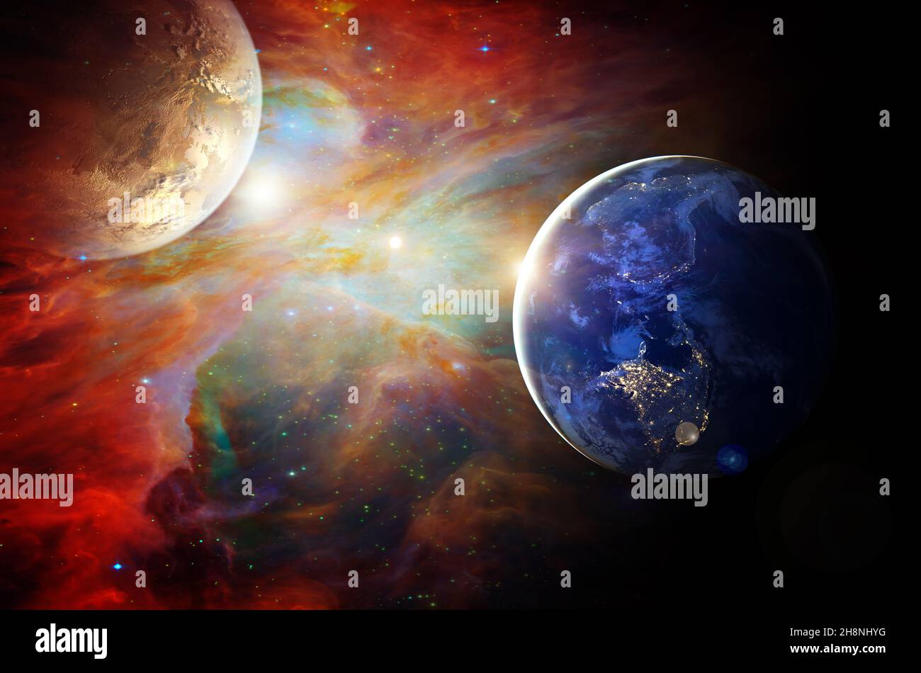 Background image with planets of sun system hi-res stock photography ...