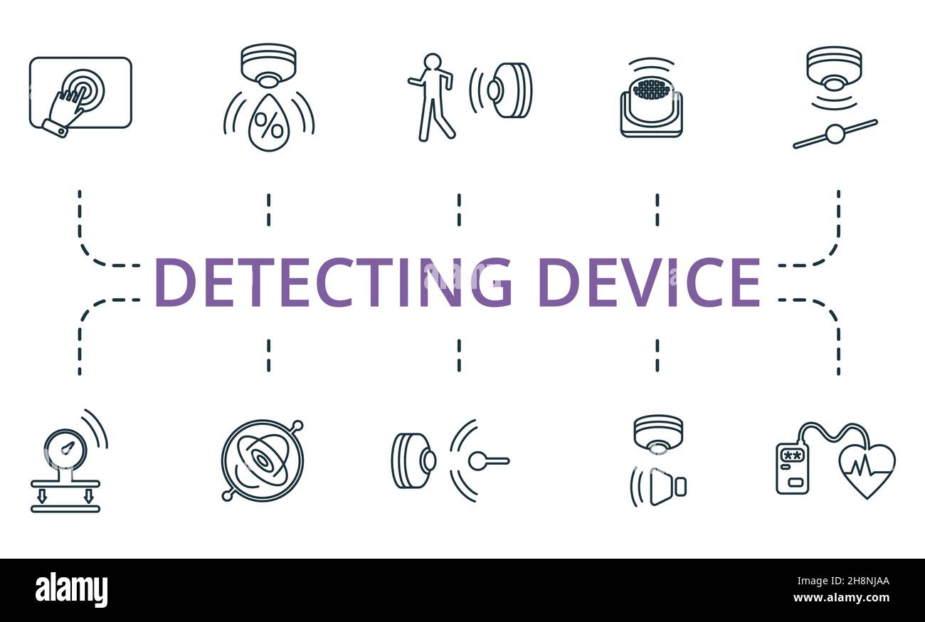 Detecting Device icon set. Collection of simple elements such as the ...