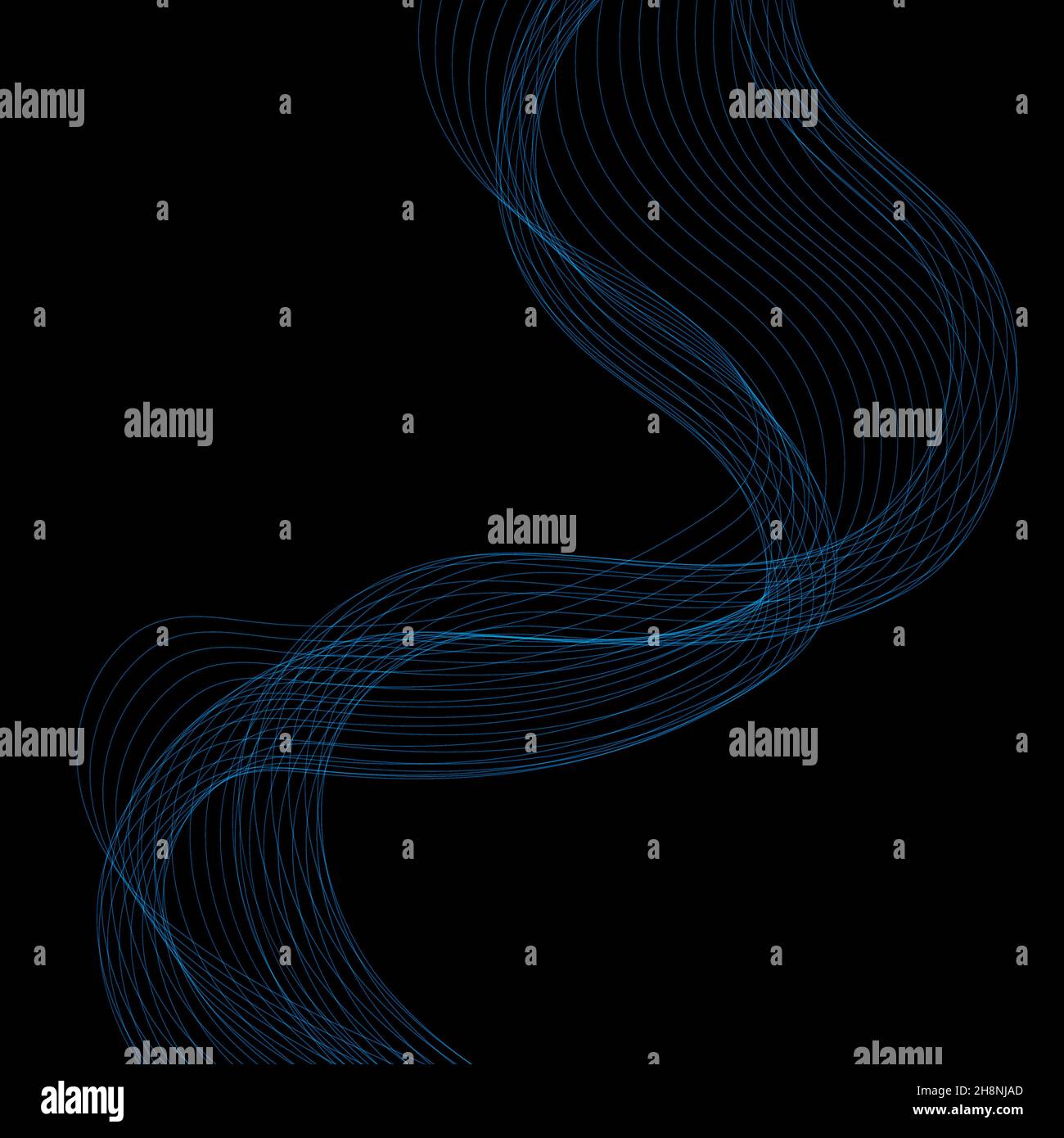 Abstract blue wave on a black background. Vector graphics. Design ...