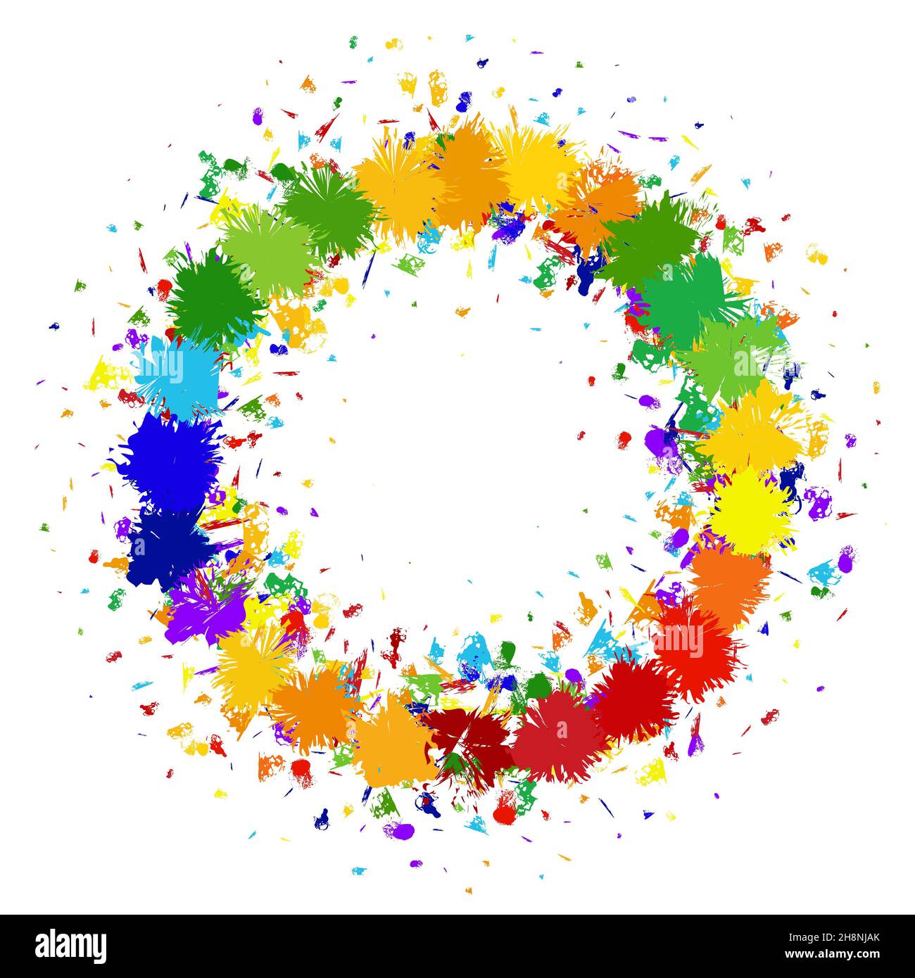 Abstract circle splash border. Colored brush strokes Stock Photo - Alamy