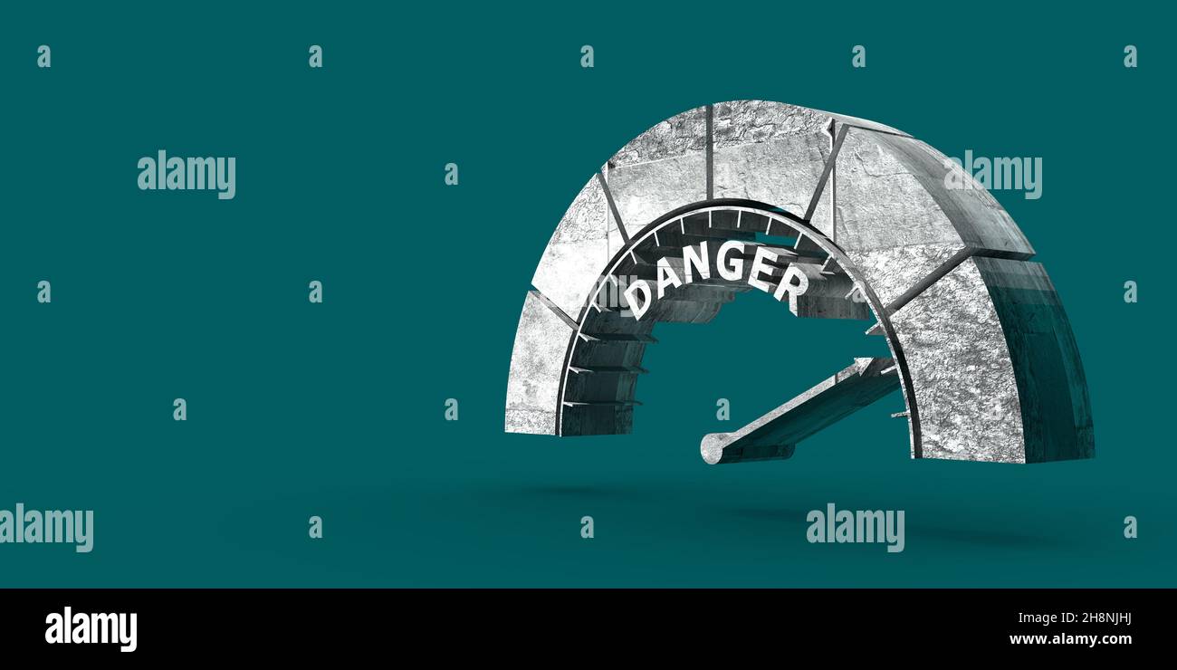 Concrete scale with arrow. The measuring device. Danger level indicator ...