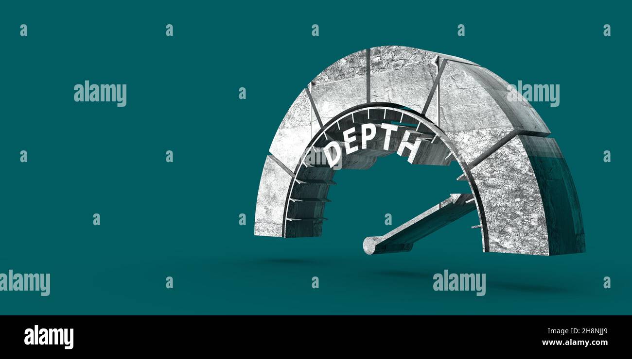 Concrete scale with arrow. The measuring device icon. Depth level ...