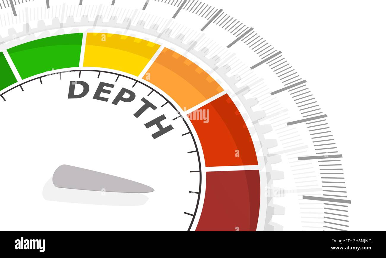 Color scale with arrow from red to green. The measuring device icon ...