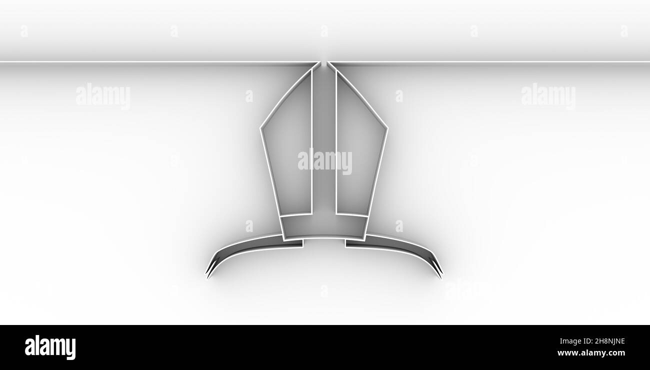 Bishop mitre. Catholic hat icon. Thin line style. 3D rendering Stock ...