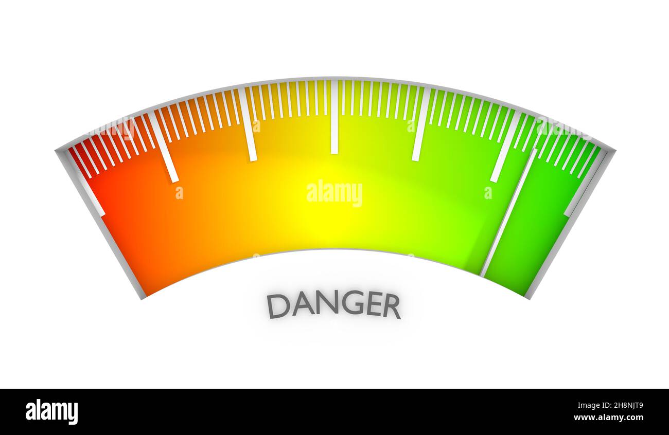 Color scale with arrow from red to green. The measuring device icon ...