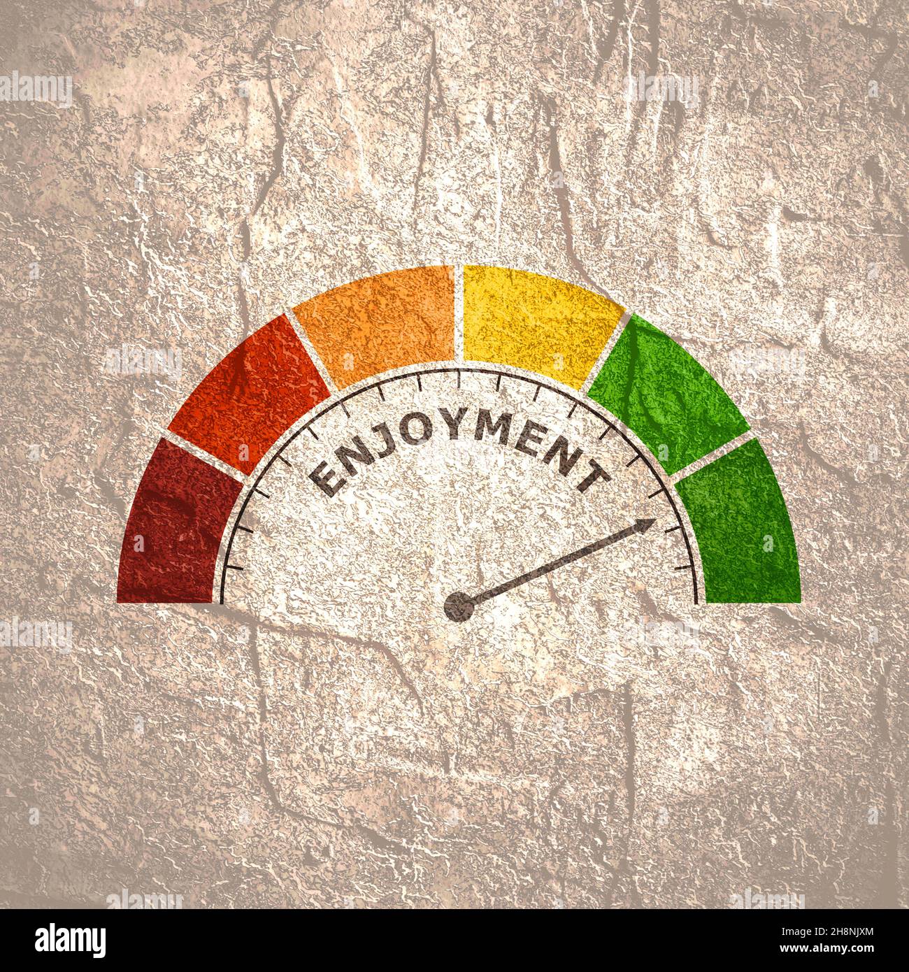 Color scale with arrow from red to green. The measuring device icon ...