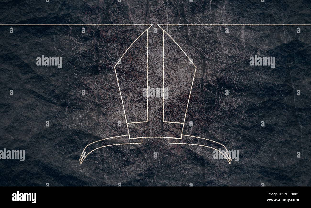 Bishop mitre. Catholic hat icon. Thin line style Stock Photo - Alamy