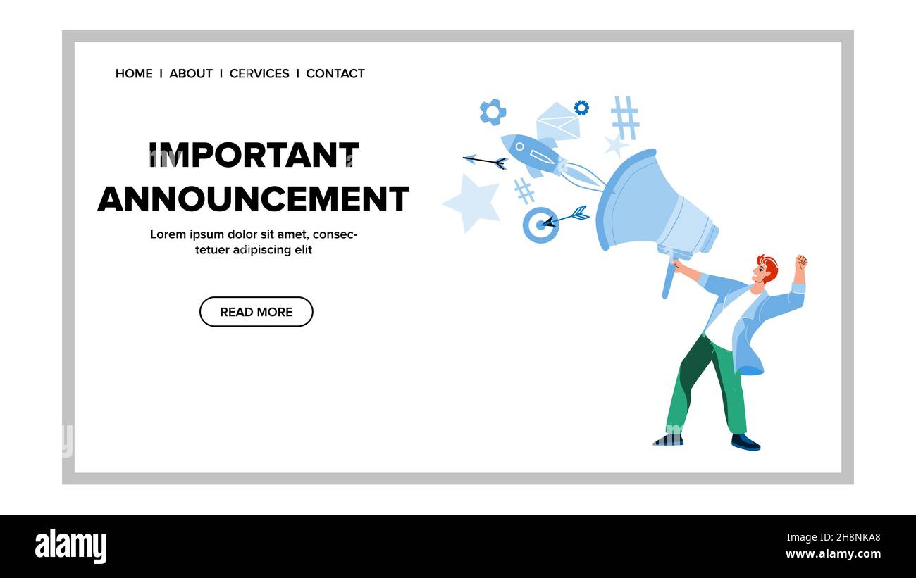 Important Announcement Man In Loudspeaker Vector Stock Vector Image ...