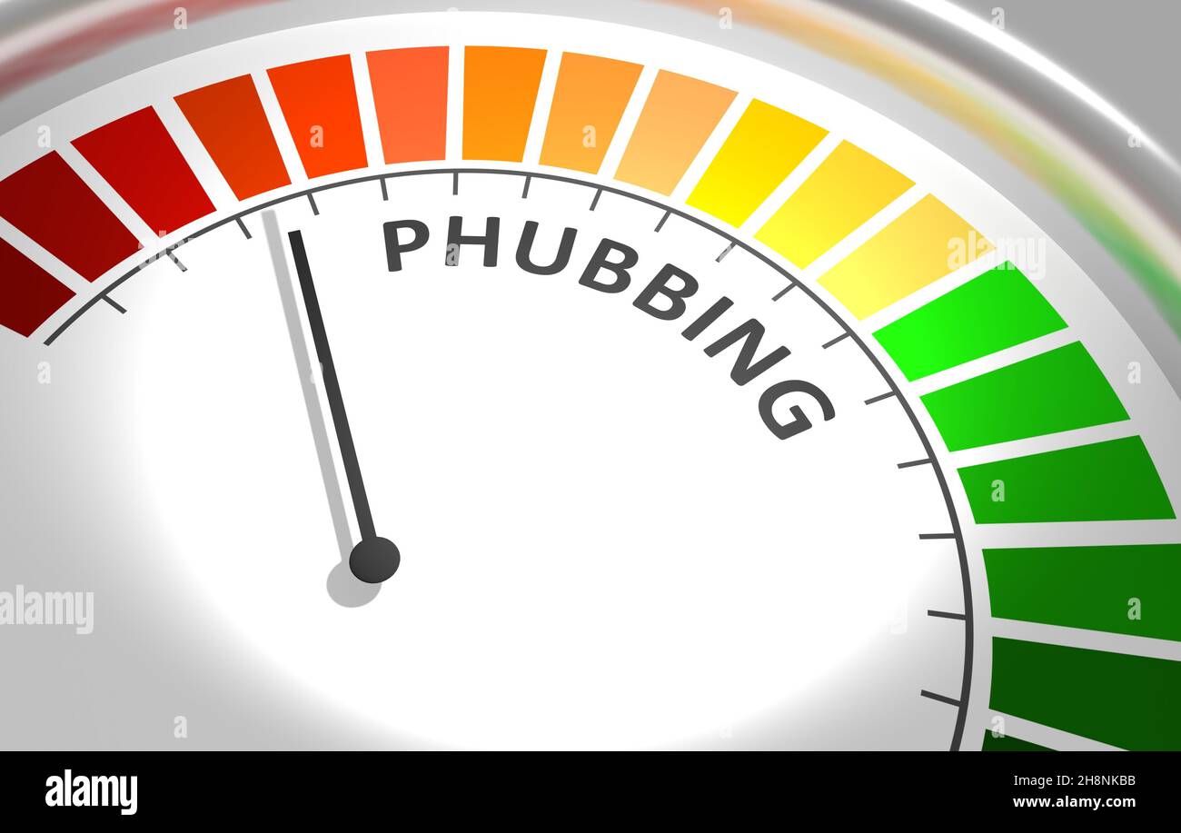 Phubbing level scale with arrow. The measuring device. 3D rendering ...