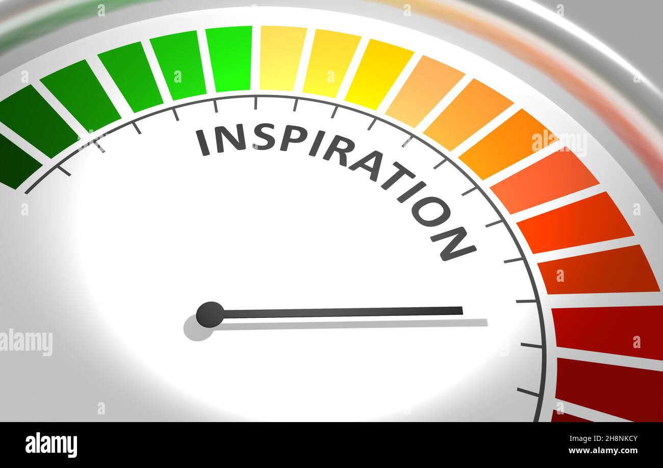 Inspiration level scale with arrow. The measuring device. 3D rendering ...