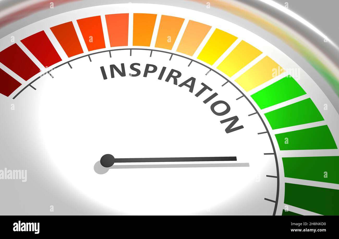 Inspiration level scale with arrow. The measuring device. 3D rendering ...