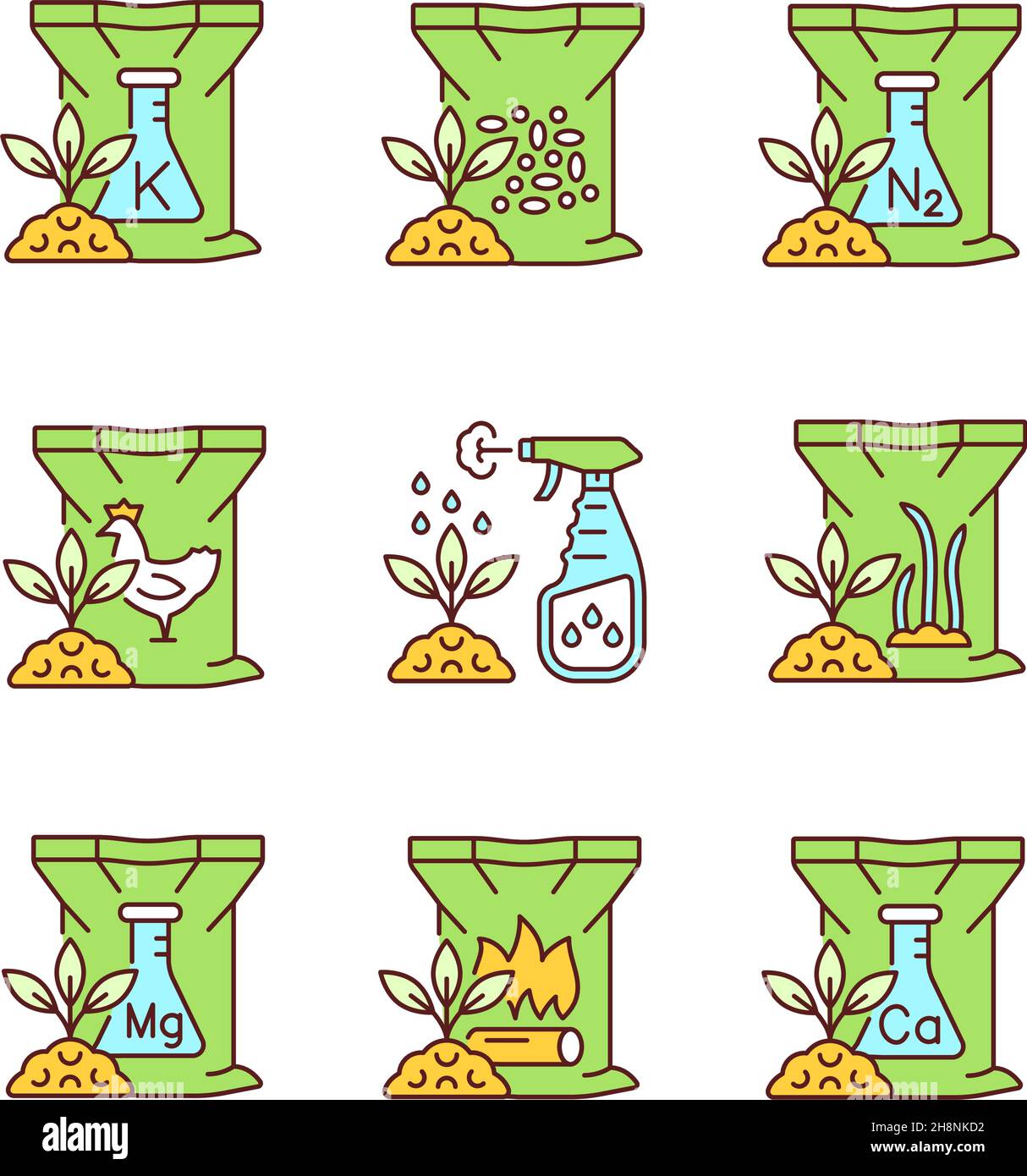 Granular fertilizers RGB color icons set Stock Vector Image & Art - Alamy