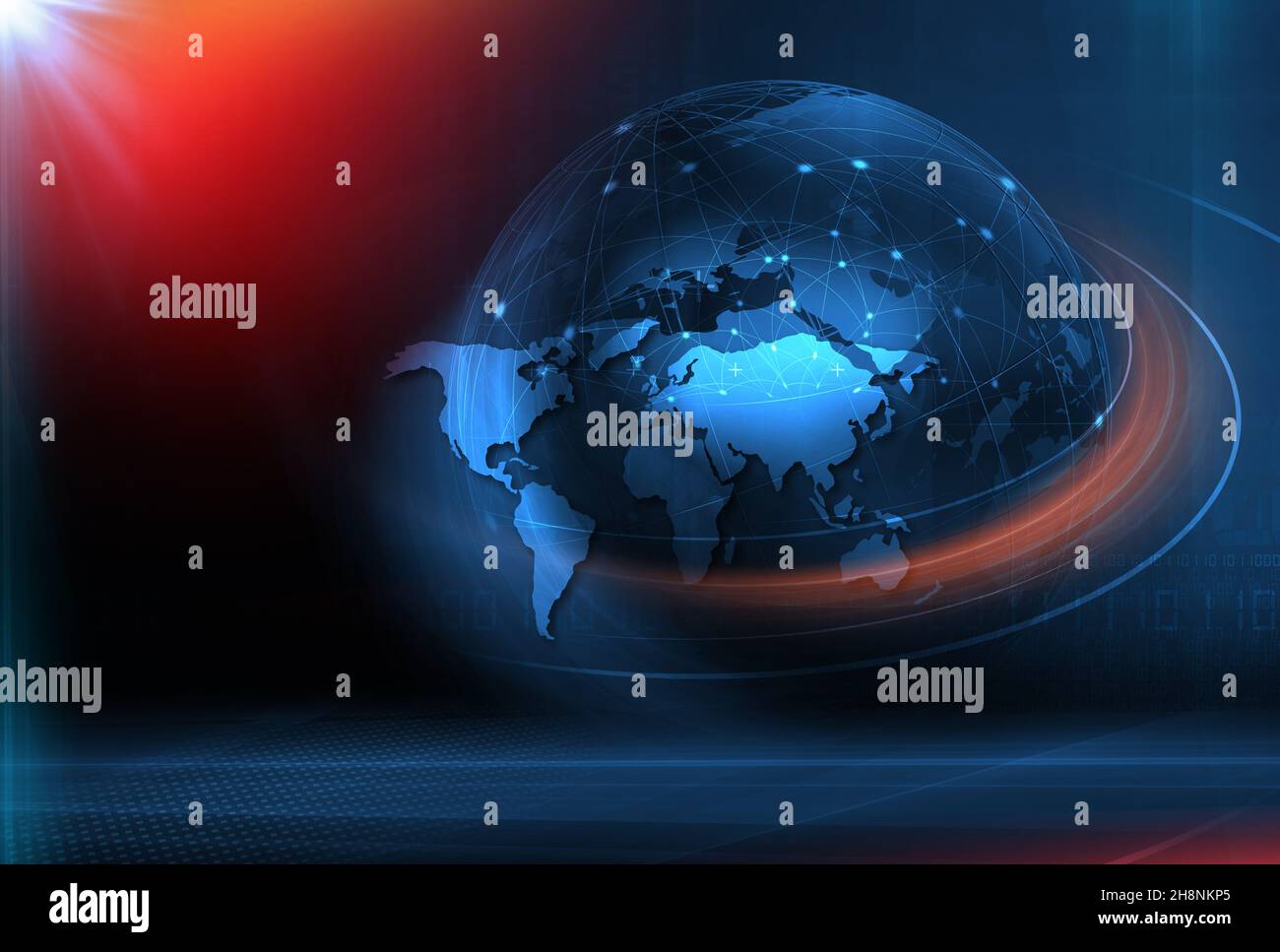 Beautiful 3d illustration showing earth with connection lines through ...
