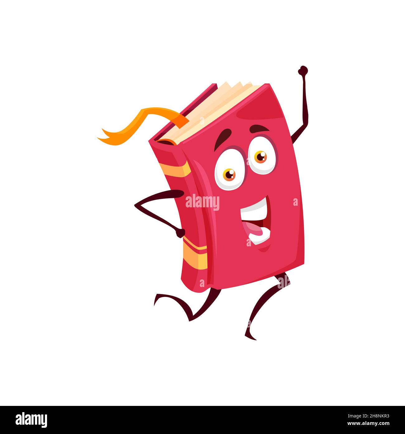 Happy running red book emoticon isolated kids textbook happy cartoon ...