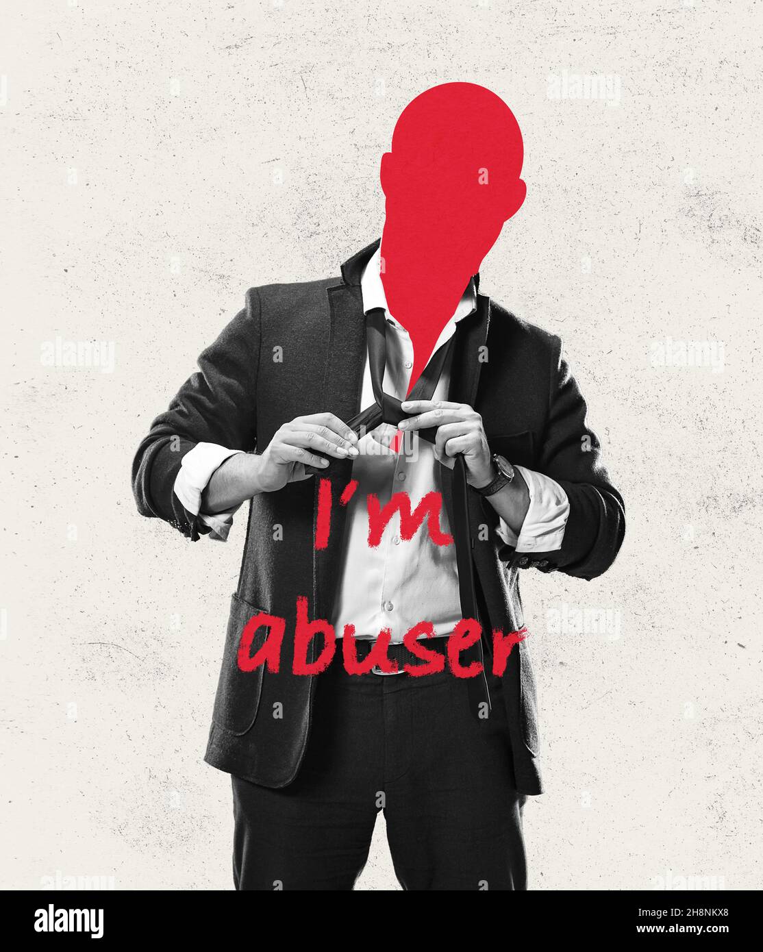 Contemporary Artwork Conceptual Portrait Of Faceless Man With Words