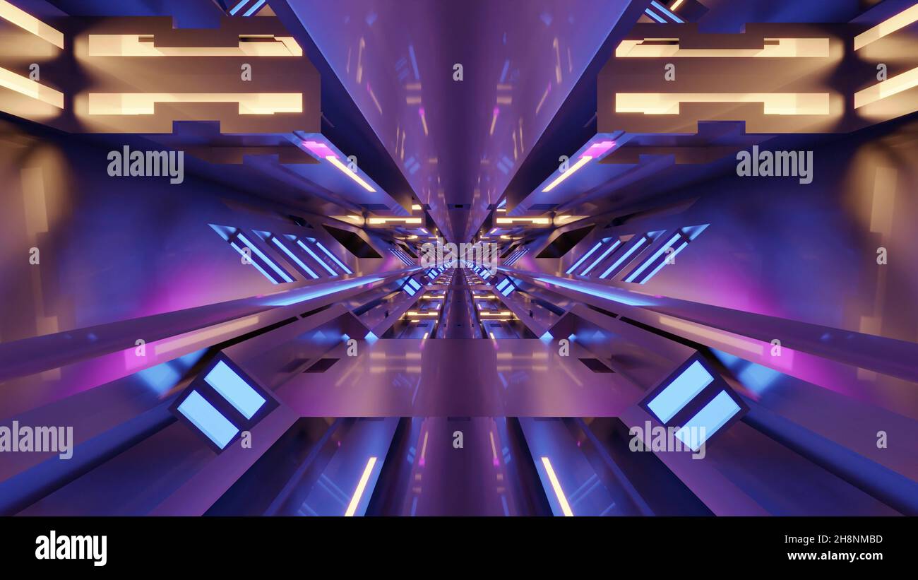 Sci fi geometric tunnel 4K UHD 3D illustration Stock Photo - Alamy
