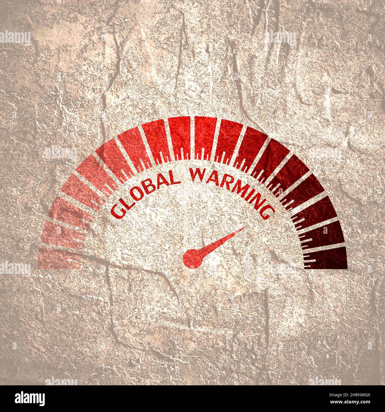 Red gradient scale. Global warming level measuring device icon. Sign ...