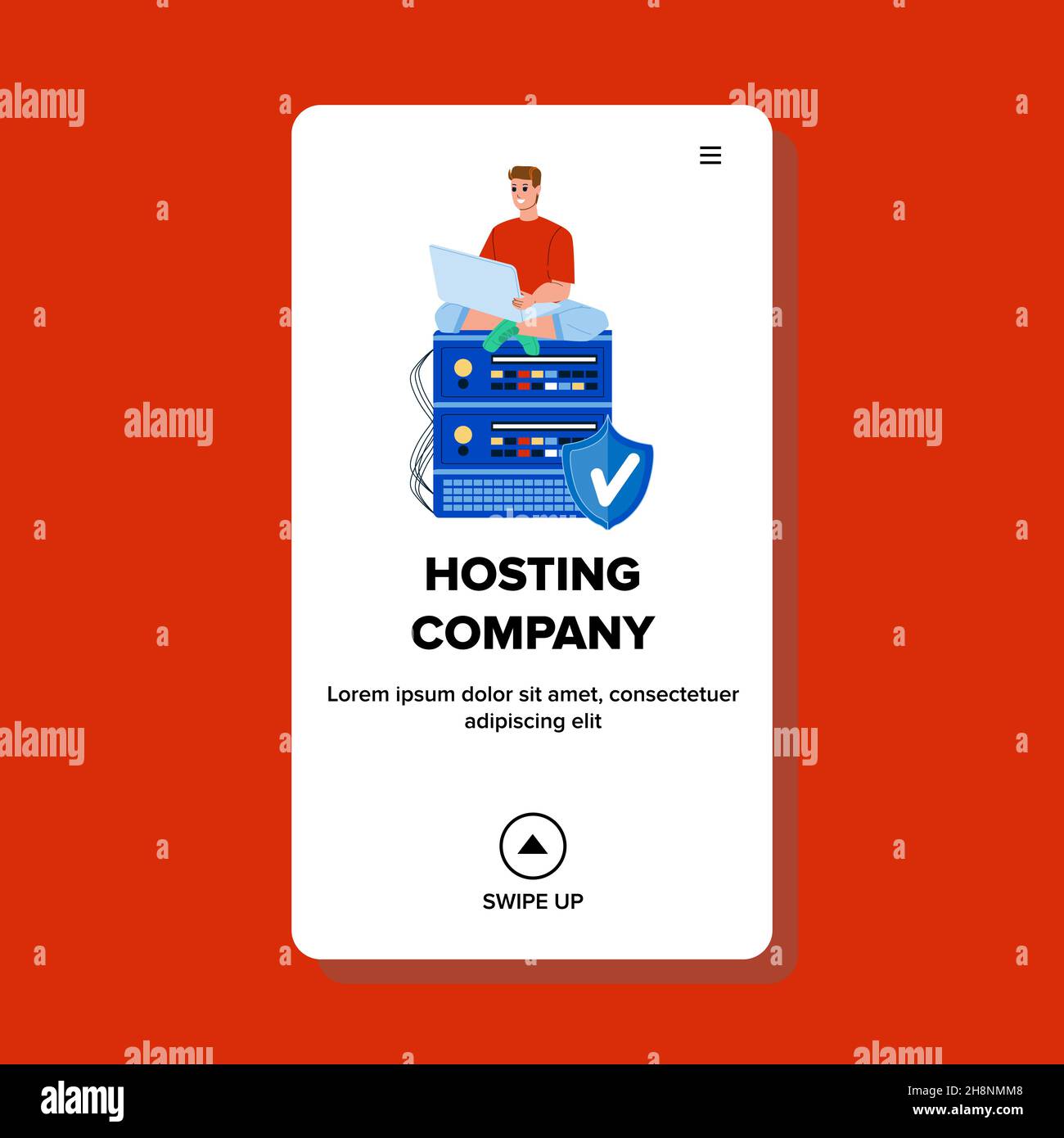 Hosting Company Worker Checking Server Vector Stock Vector Image And Art Alamy