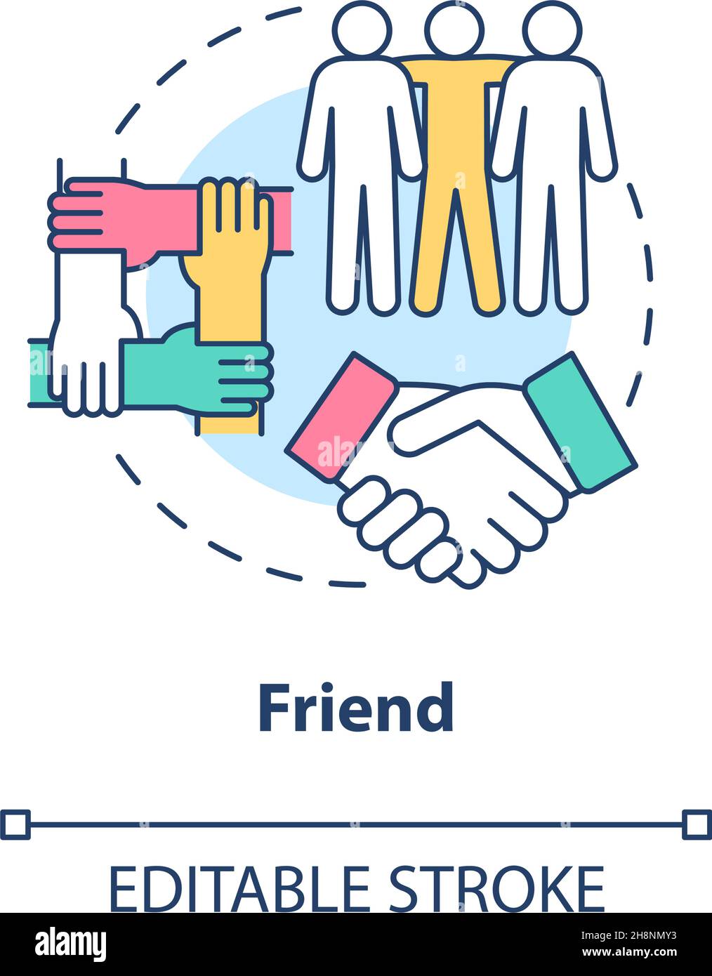 Social participation for friends concept icon Stock Vector Image & Art ...