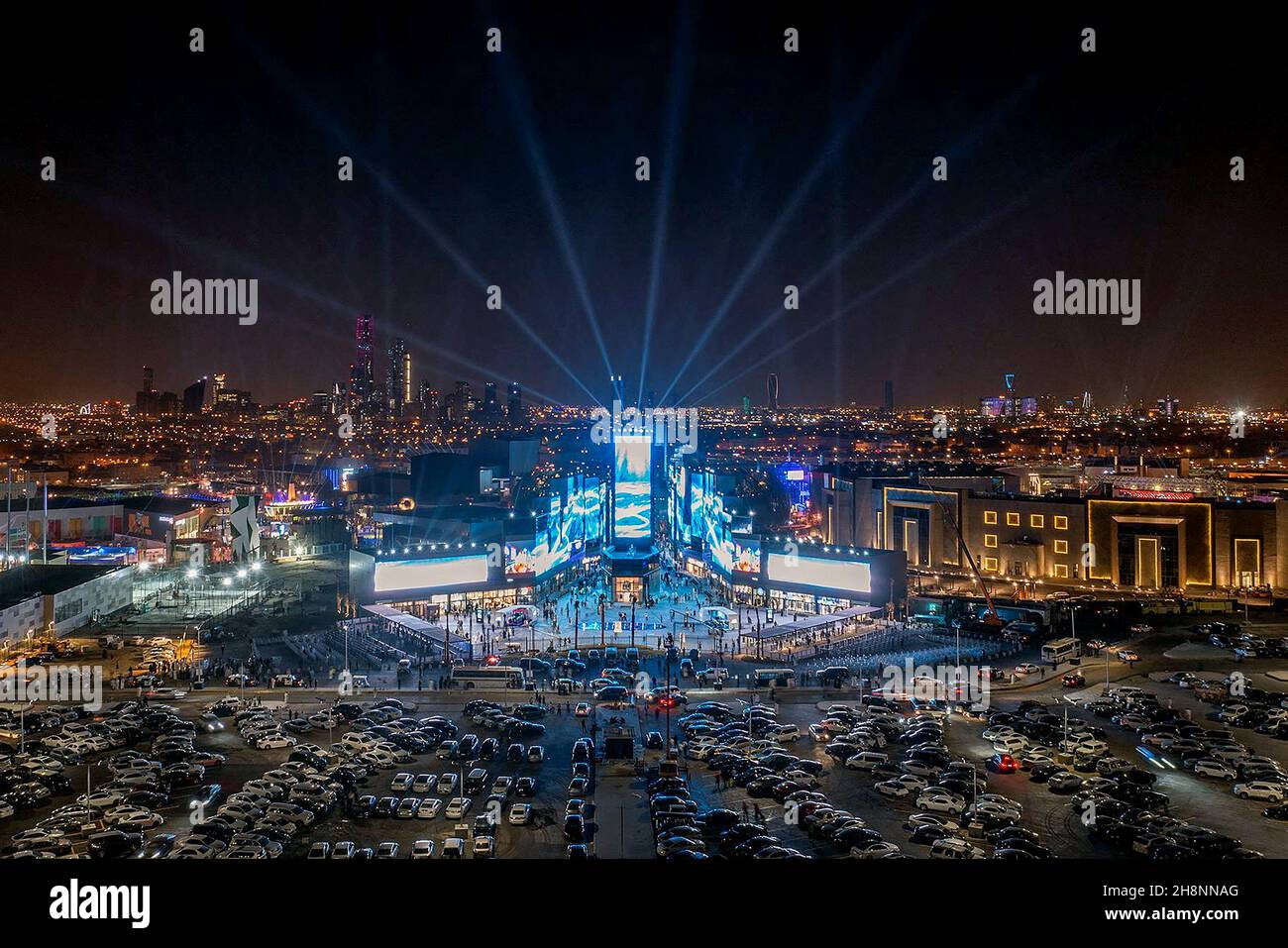 Lights and decorations in the shopping area of Riyadh Boulevard, in ...