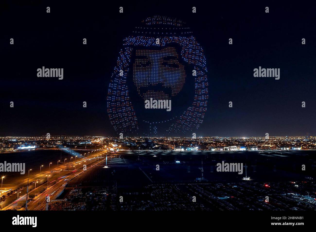 Drones draw in the sky the face of Saudi Crown Prince Mohammed Bin ...