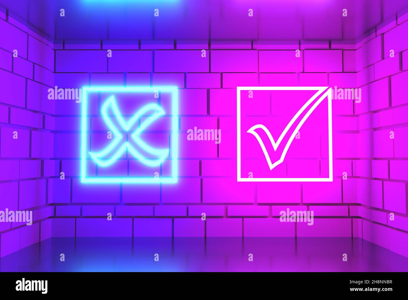Check mark in neon sign hi-res stock photography and images - Alamy